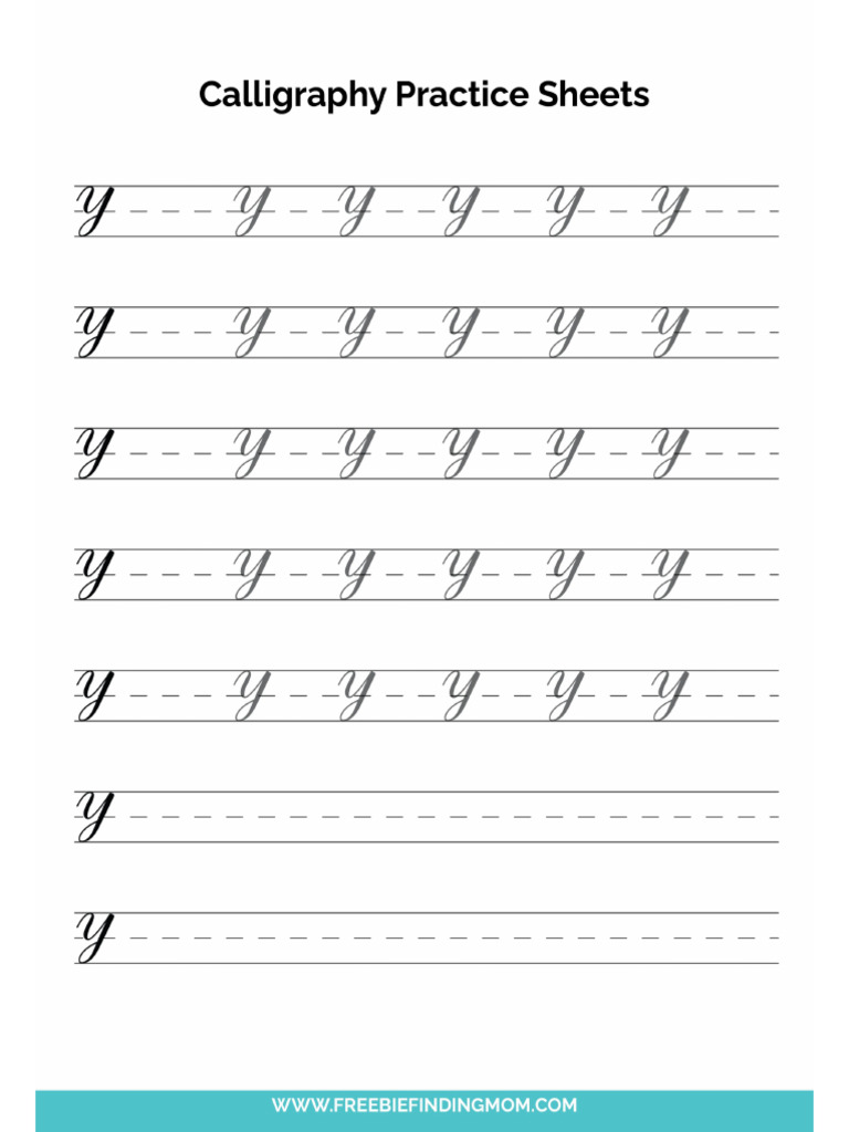 Free Printable Beginner Capital Y Calligraphy Practice Sheet PDF | PDF