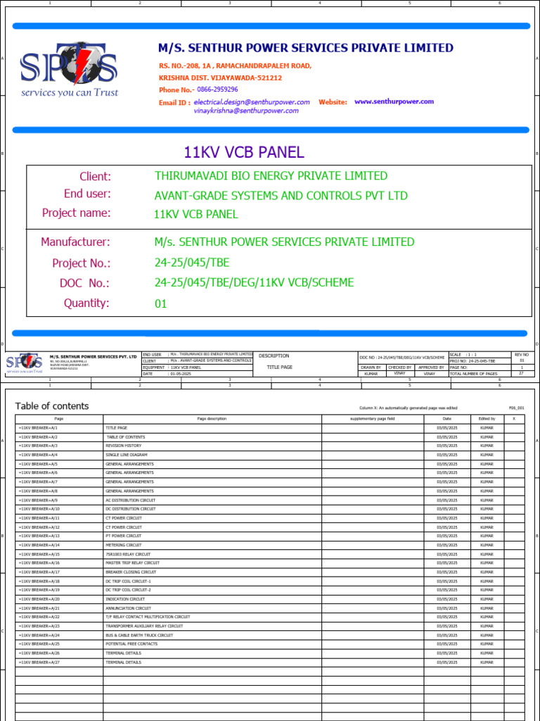 24 25 045 Tbe Deg 11kv Vcb Consoliated Drawing | PDF | Relay | Power ...