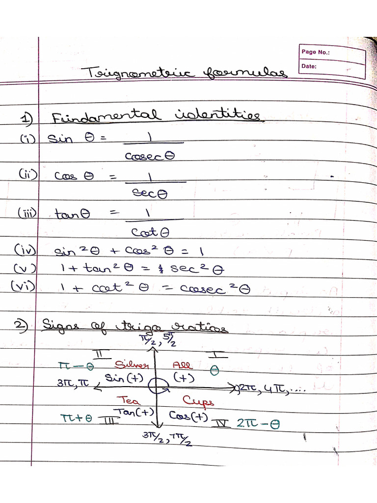 Trigo Formulas | PDF