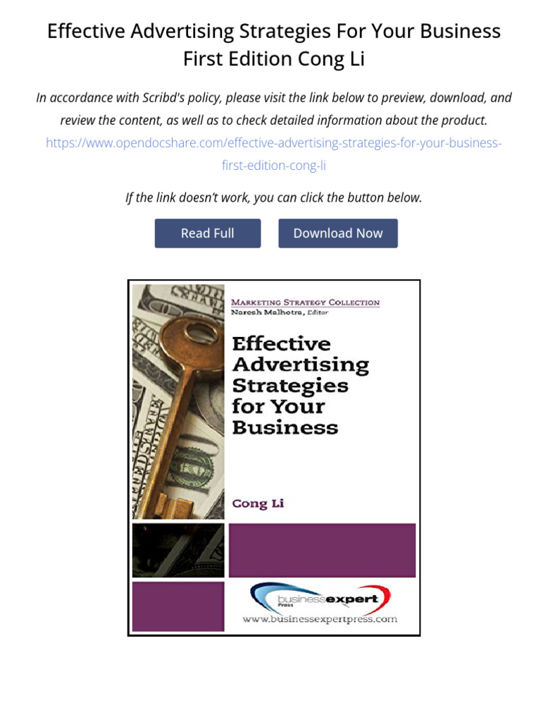 Effective advertising strategies for your business First Edition Cong ...