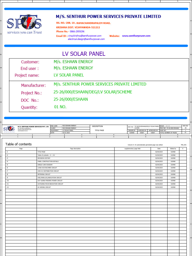 LV Solar Panel Project Documentation | PDF | Electrical Wiring | Mains ...