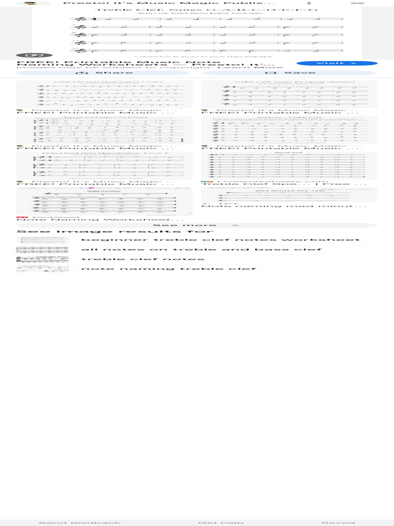 Free Treble Clef Note Naming Worksheets | PDF