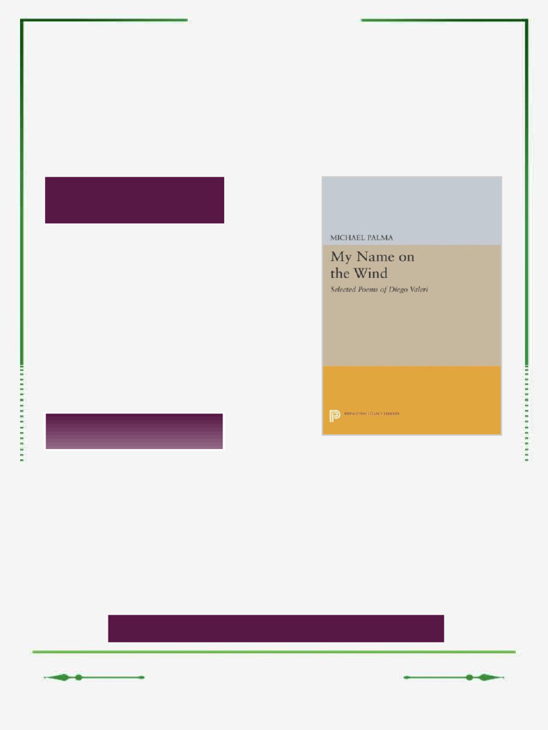 My Name on the Wind Selected Poems of Diego Valeri Michael Palma ebook ...