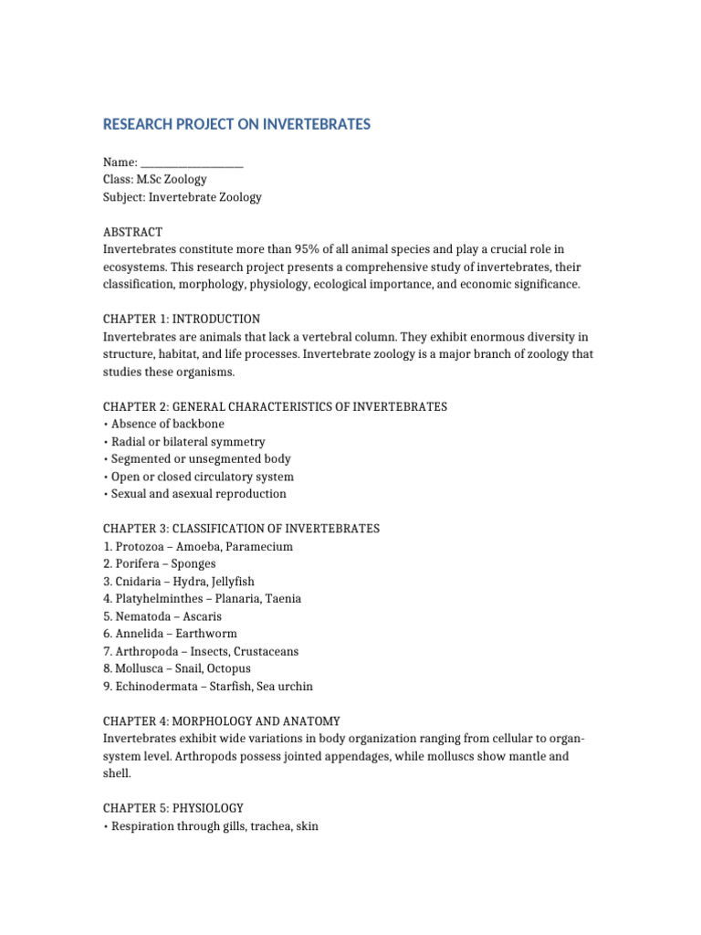 Invertebrate Zoology Research Overview | PDF