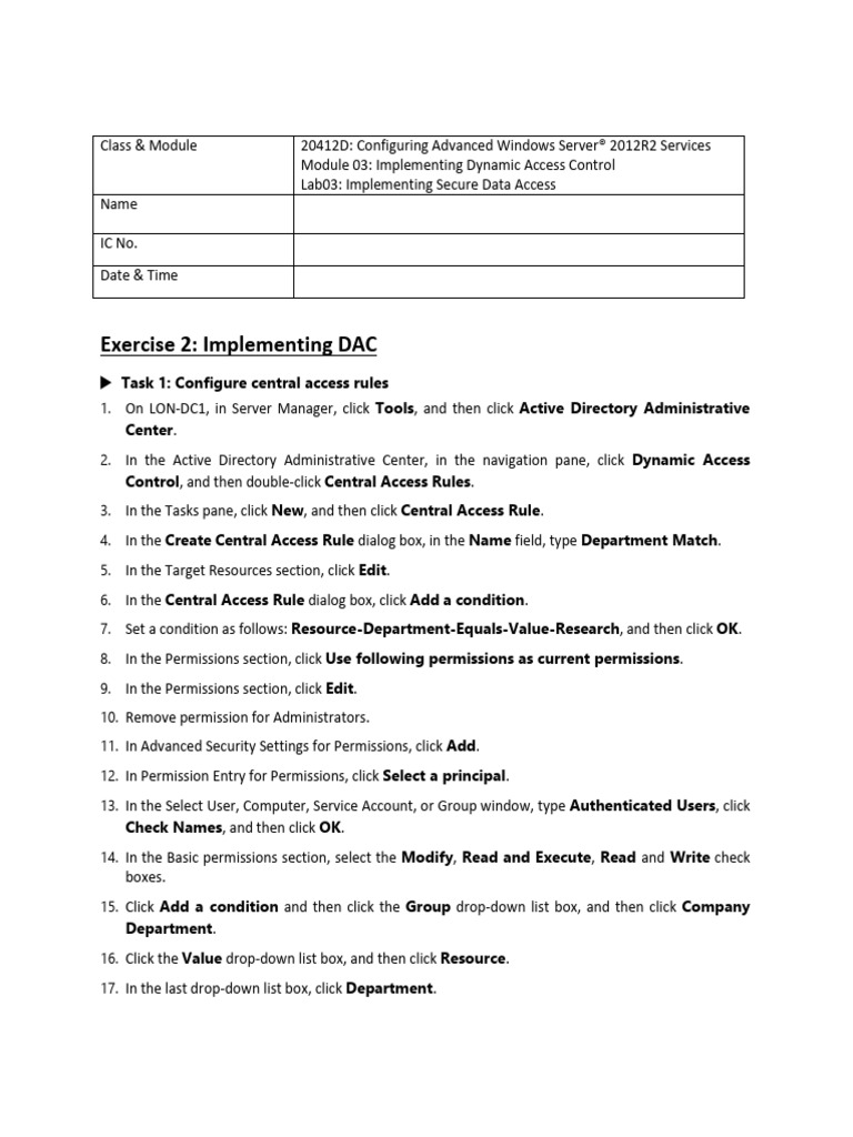 20412D Lab03 Ex02 Implementing DAC Template | PDF | Group Policy ...