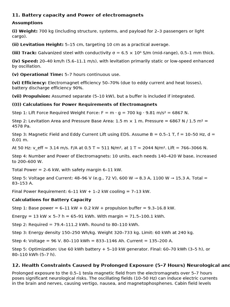 Electromagnet Power and Battery Capacity Analysis | PDF ...