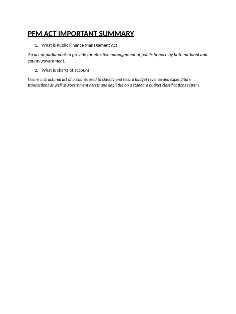 Overview of Public Finance Management Act | PDF