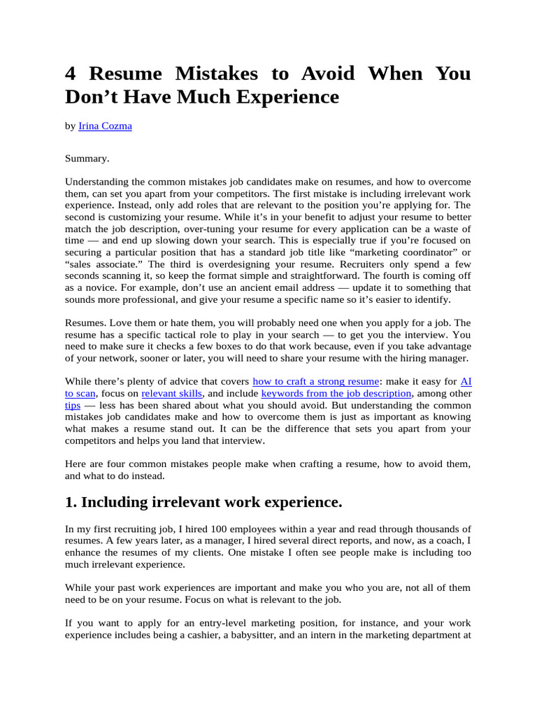 Resume Mistakes | PDF | Résumé | Recruitment