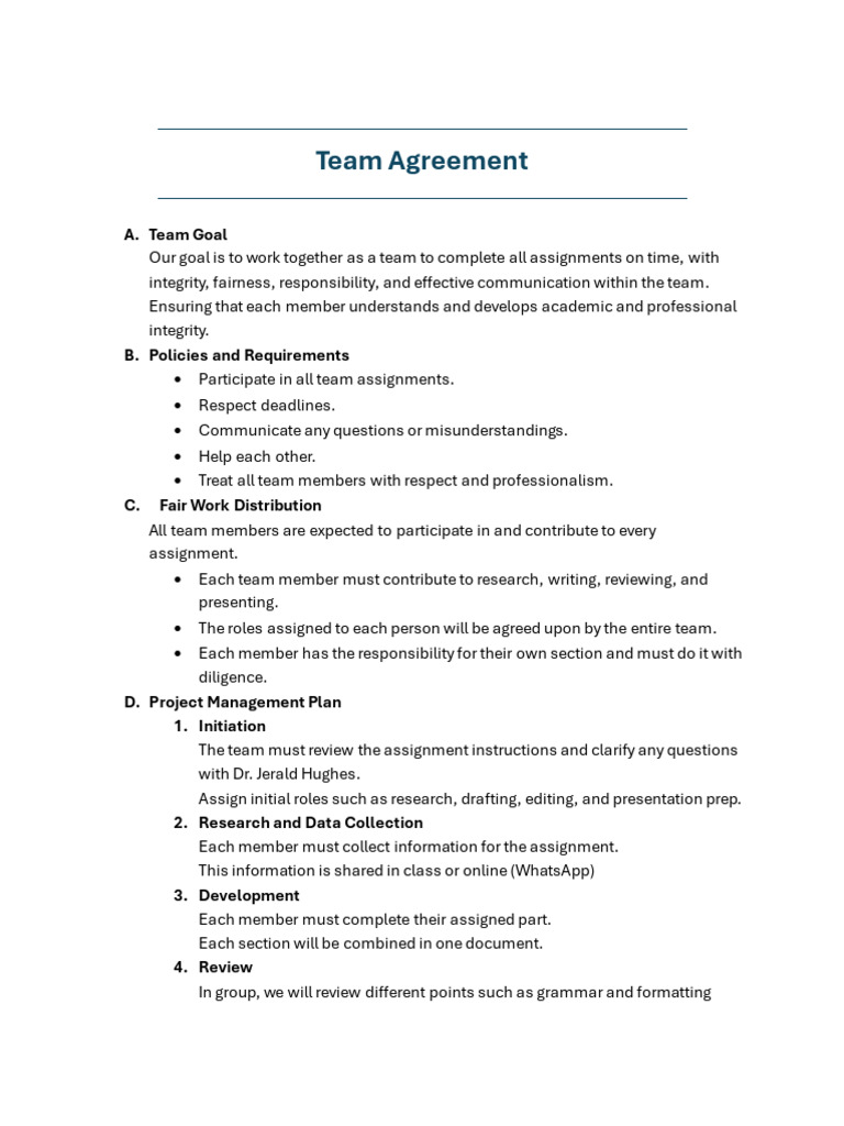 Team Agreement for Effective Collaboration | PDF