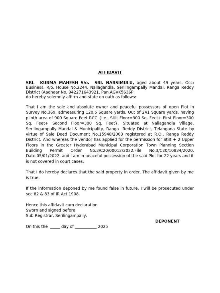 AFFIDAVIT Mahesh Kurma | PDF
