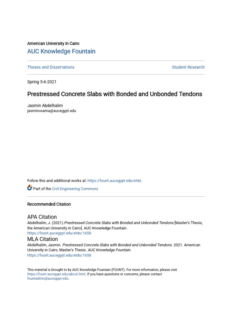 Prestressed Concrete Slabs With Bonded and Unbonded Tendons | PDF ...