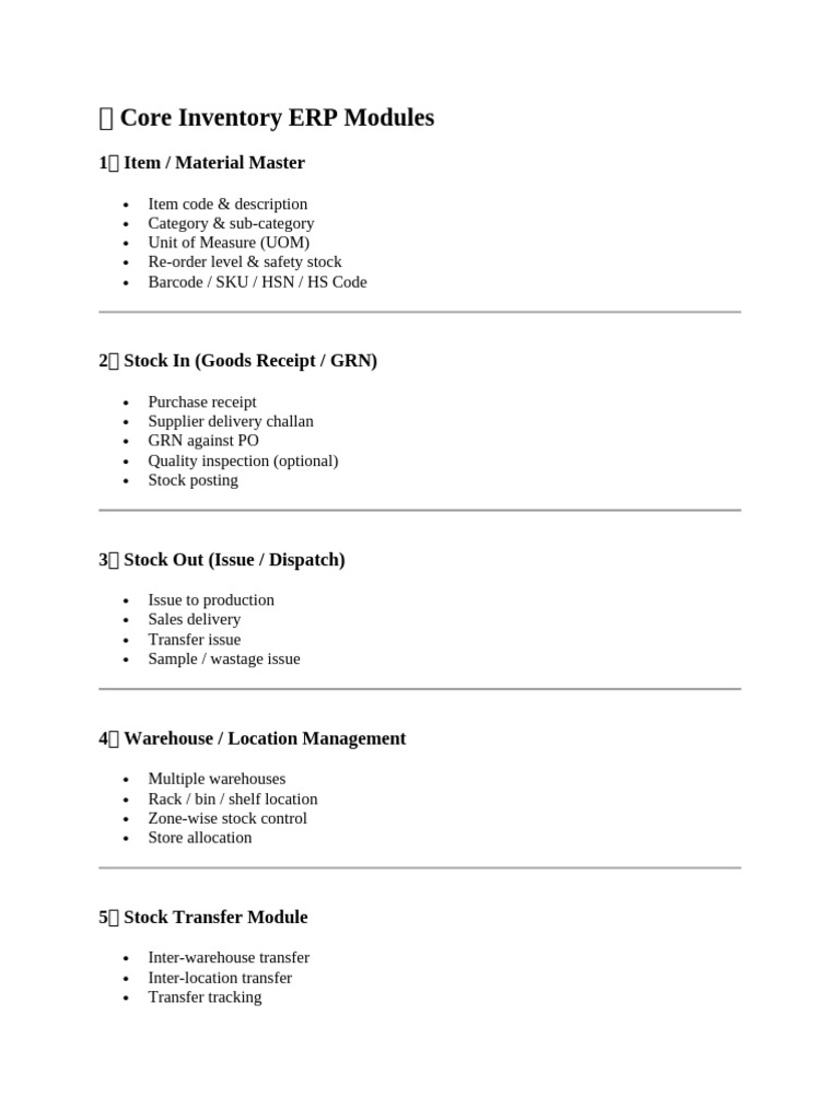 ? Core Inventory ERP Modules | PDF