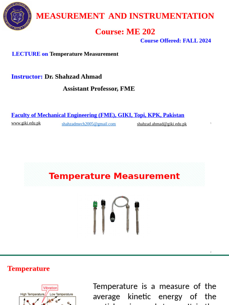 Lecture 8,9,10 Temperature Measurement | PDF | Thermocouple | Thermography