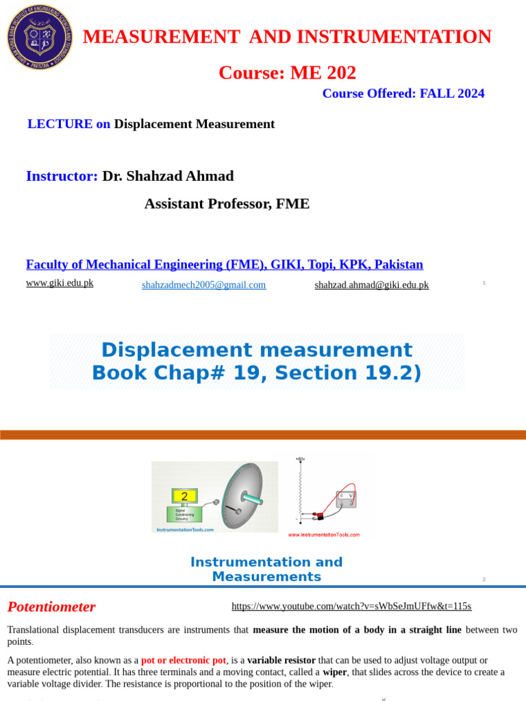 Displacement Measurement Techniques Overview | PDF | Capacitance ...