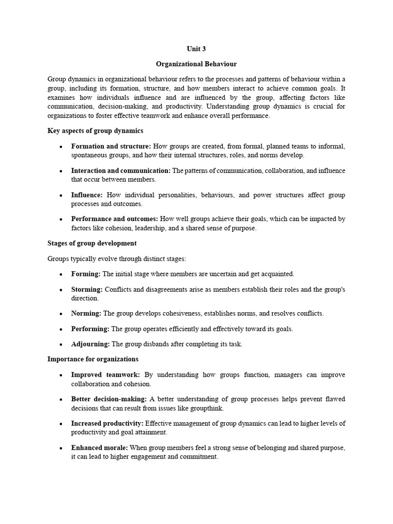 Understanding Group Dynamics in Organizations | PDF | Conflict (Process ...