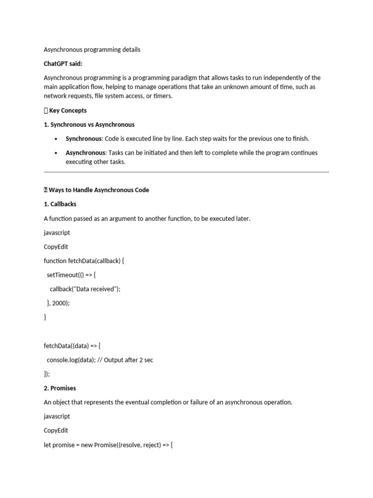 Asynchronous programming details | PDF | Postgre Sql | Java Script