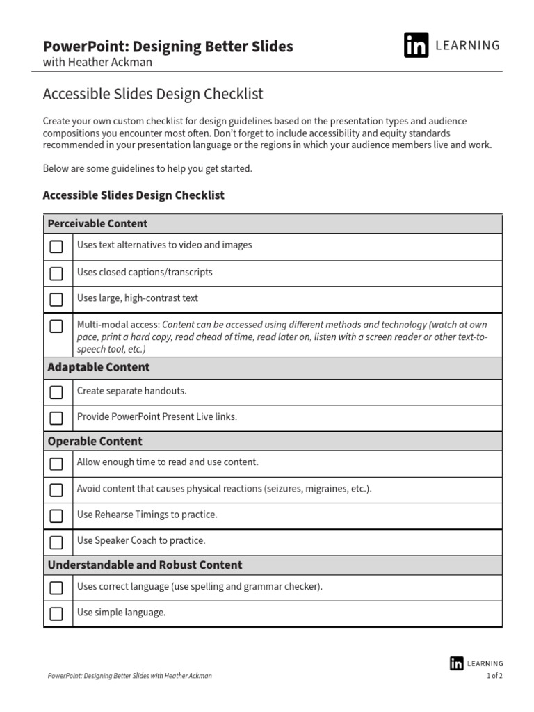 Accessible Slides Design Checklist | PDF