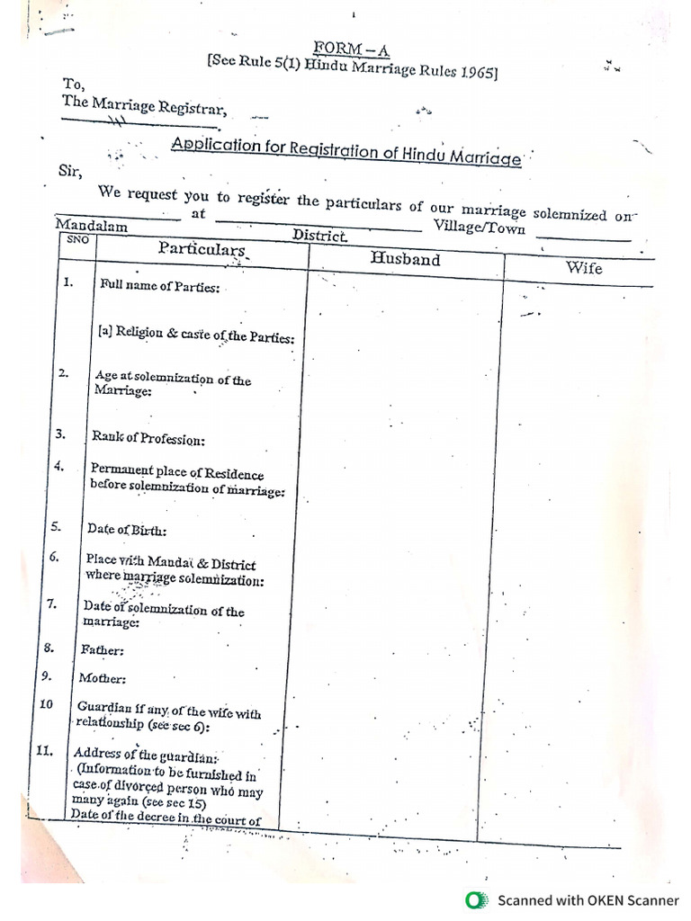 Marriage Application | PDF