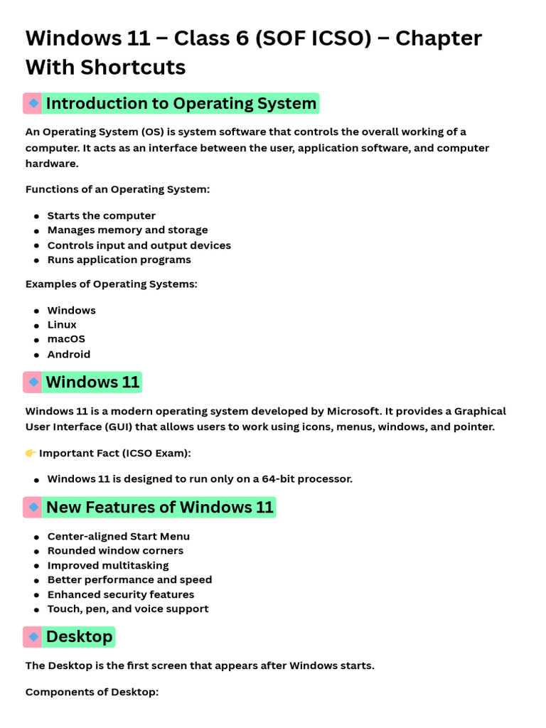 Windows 11 Overview and Shortcuts Guide | PDF | Window (Computing ...