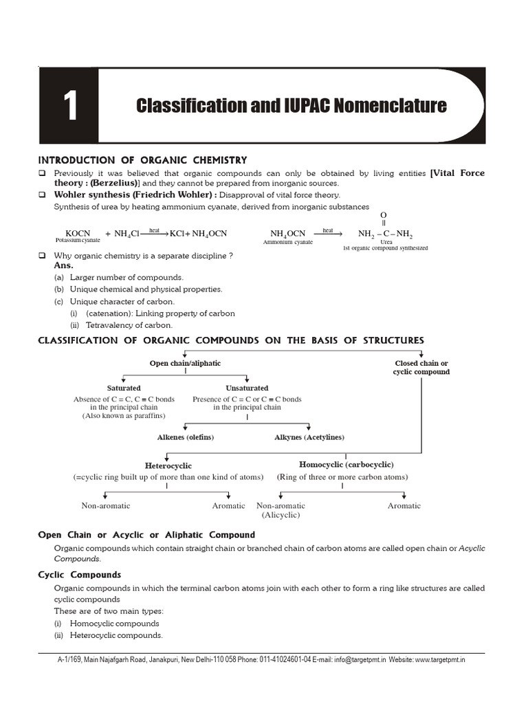 Notes Classification and IUPAC Nomenclature | PDF | Organic Compounds ...