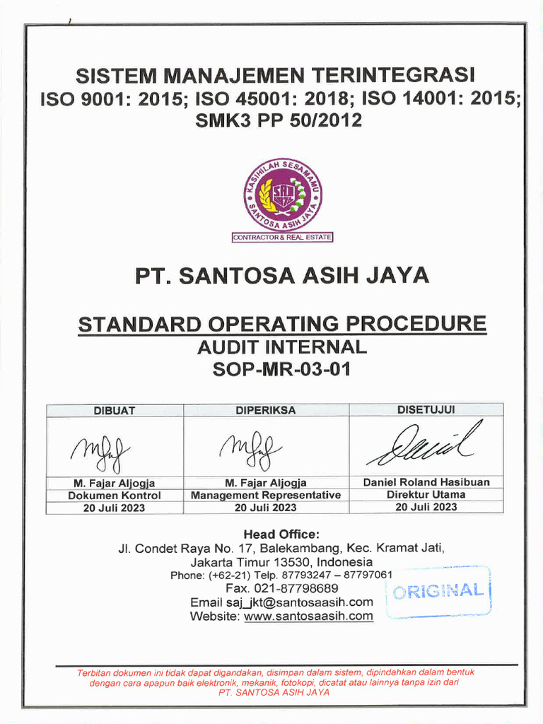 Sop Audit Internal | PDF