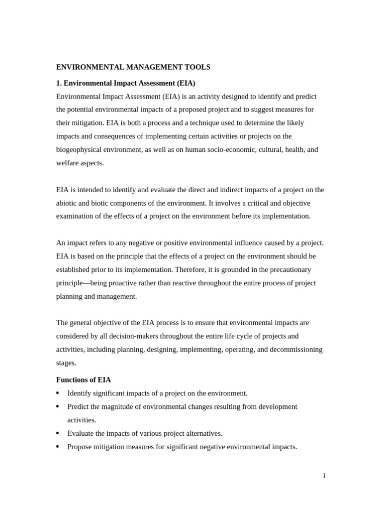 EIA notes | PDF | Environmental Impact Assessment | Audit