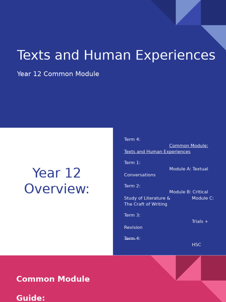 LESSON 1 - Year 12 Common Module_ Texts and Human Experiences | PDF ...