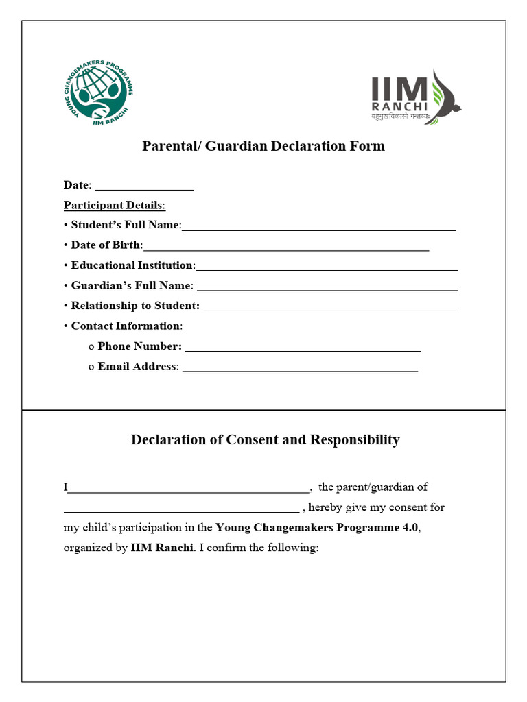 Parental_Guardian Declaration Form 4.0 | PDF