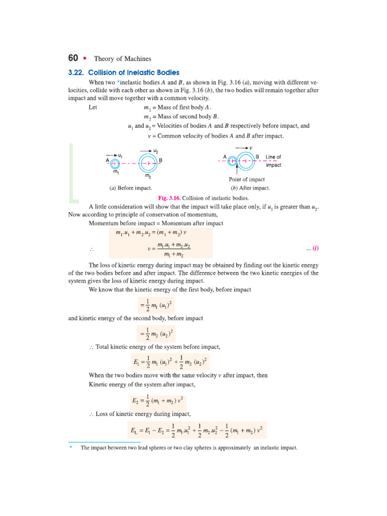 Collision of Inelastic Bodies | PDF