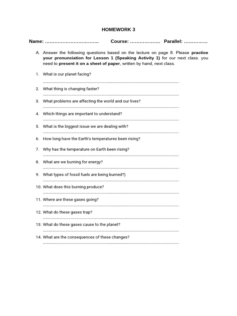 Homework 3 English | PDF