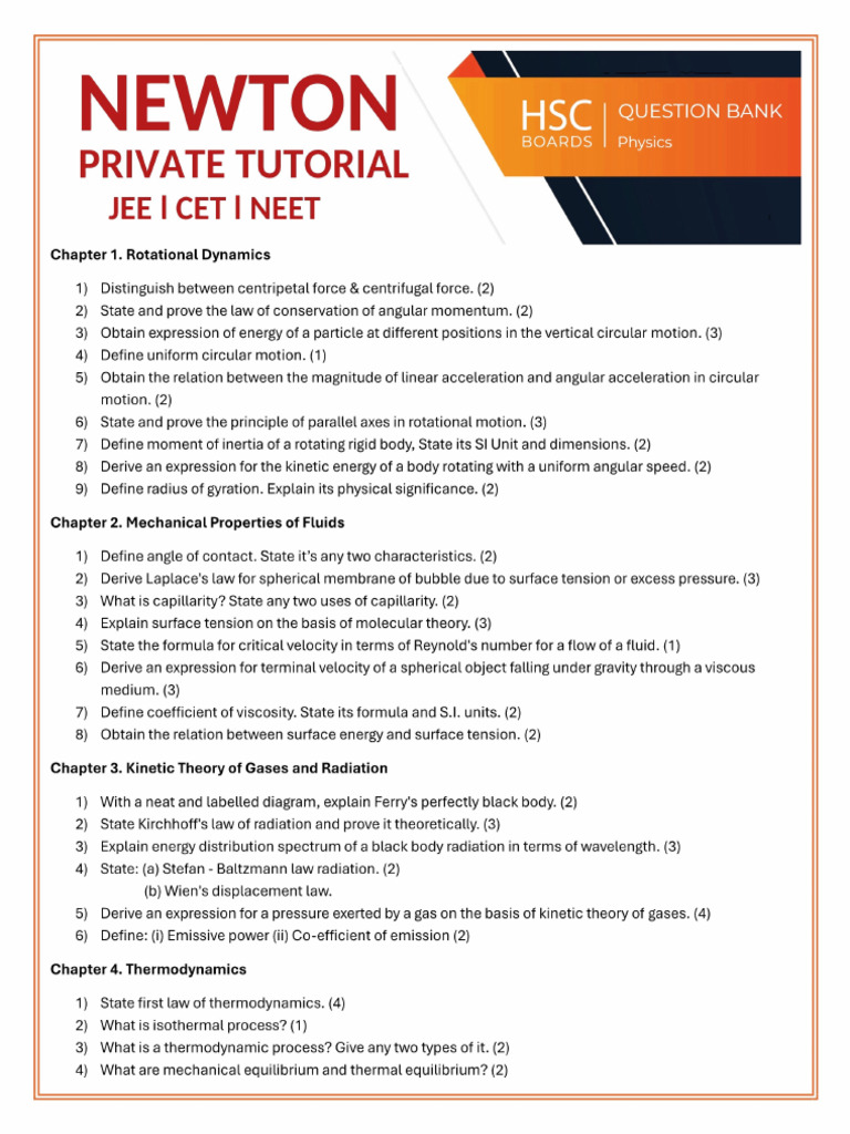 12 Physics Important Question For HSC PDF | PDF