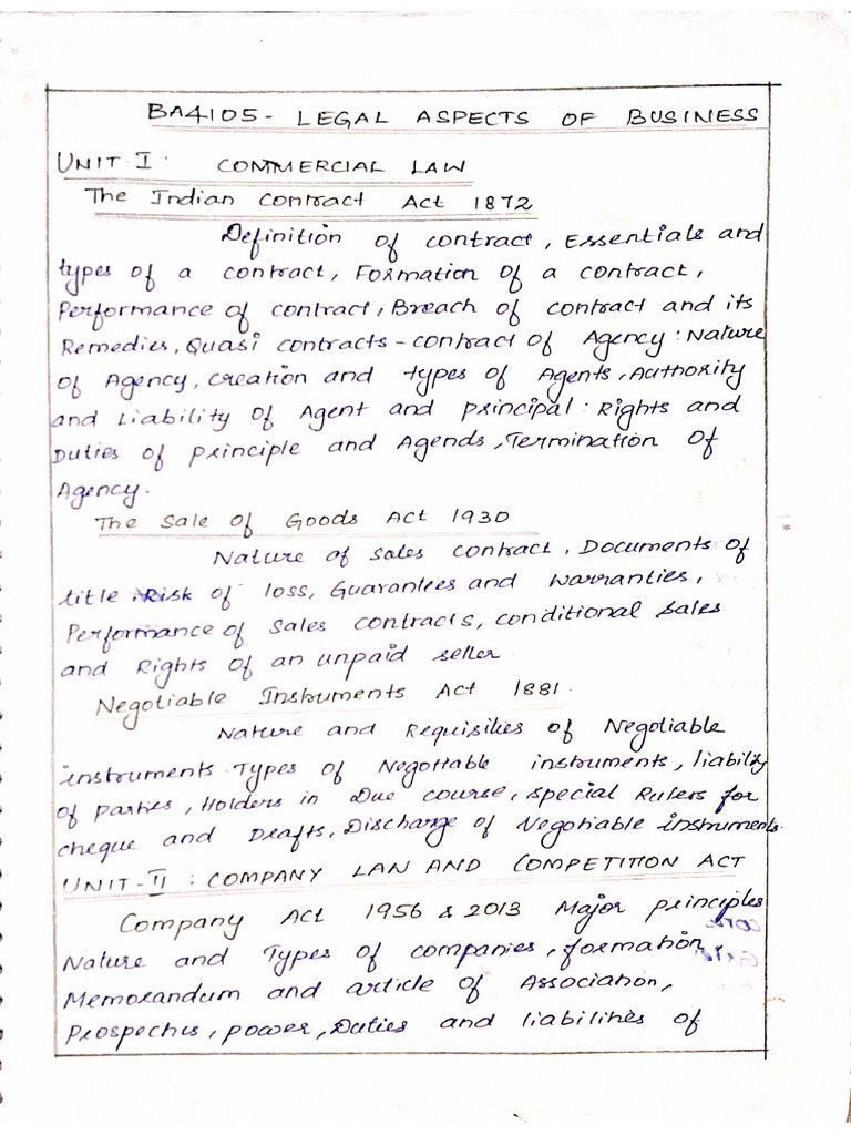 Legal Aspects Notes | PDF