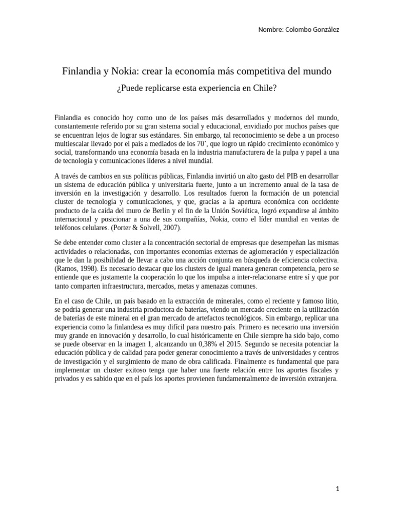 Colombo Gonzalez. E3 | PDF | Chile | Finlandia
