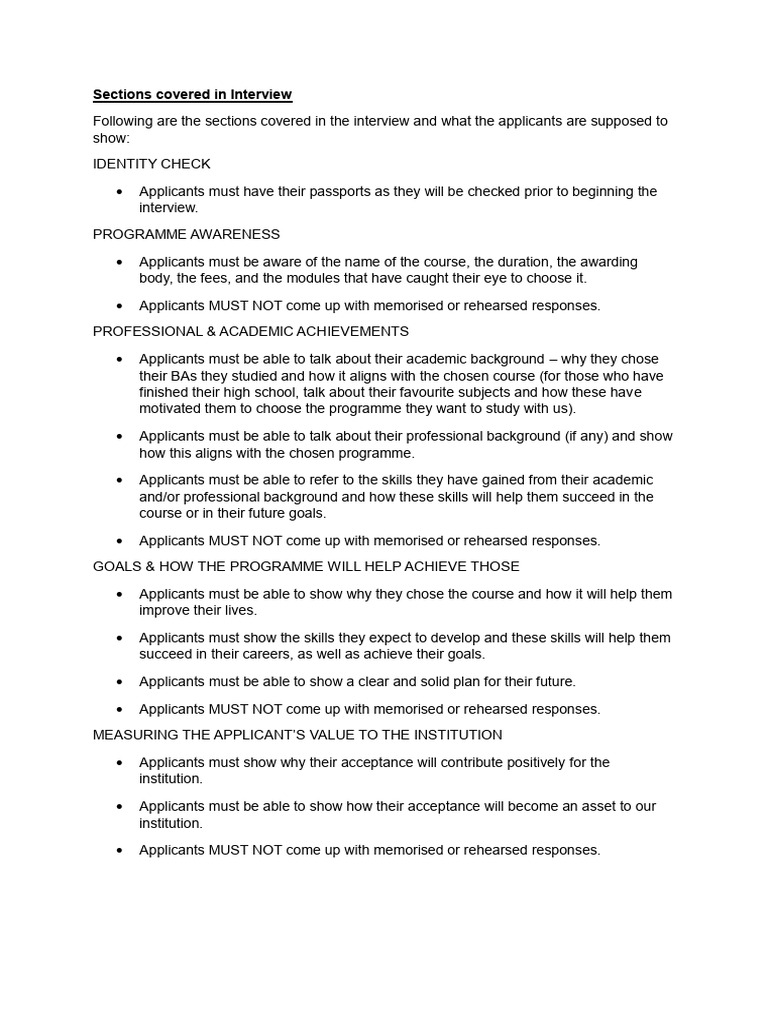 Interview Preparation Guide for Applicants | PDF | Cost Of Living | Expense