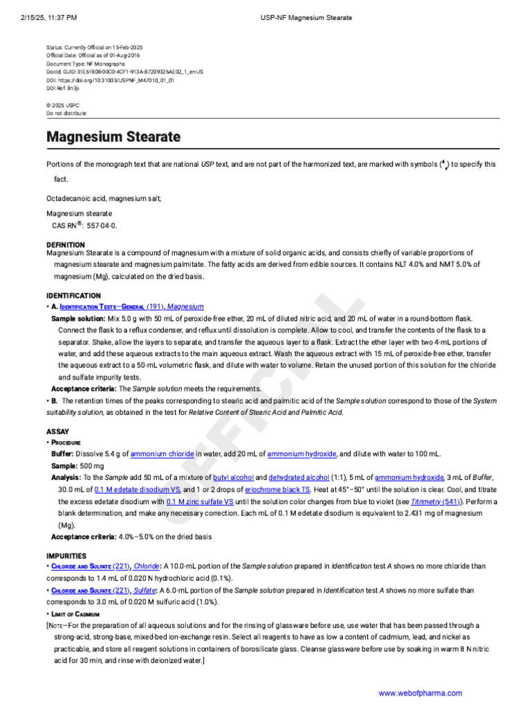Magnesium Stearate | PDF | Spectrophotometry | Atomic Absorption ...