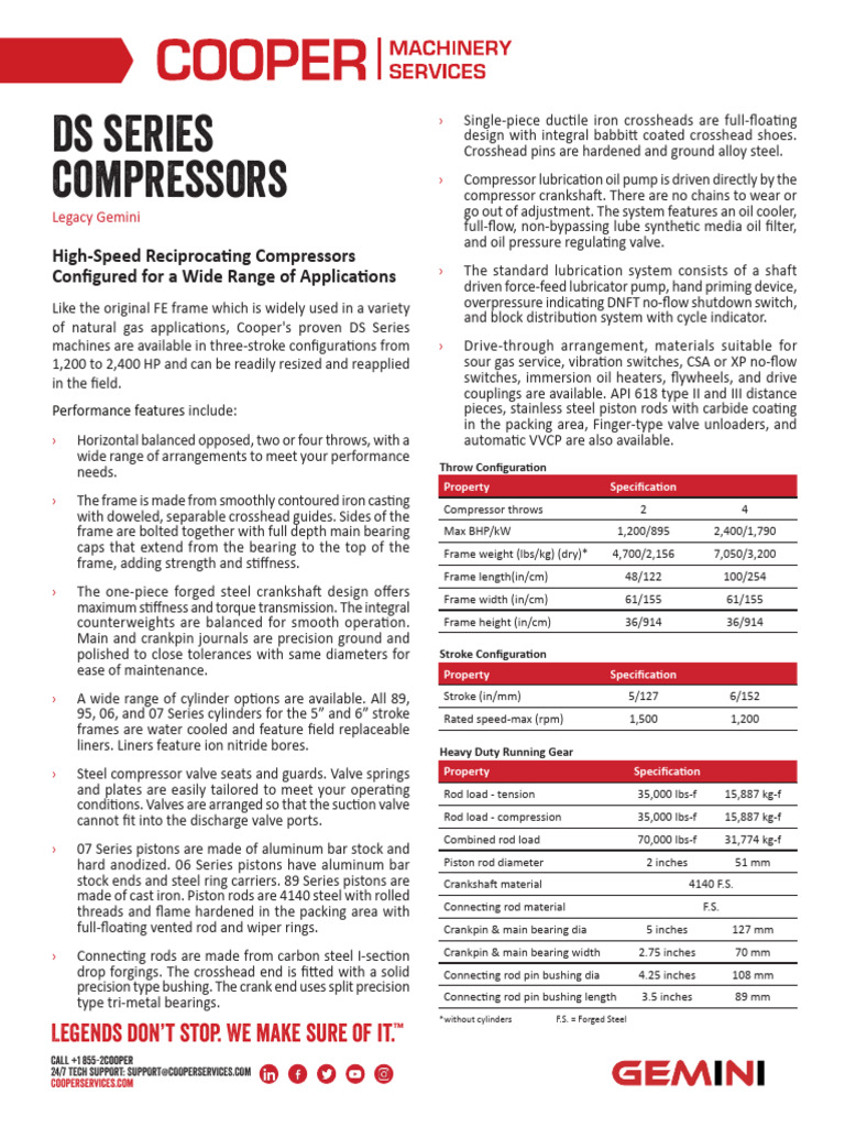 GMC20007 Legacy Gemini DS Series Web | PDF | Piston | Rotating Machines