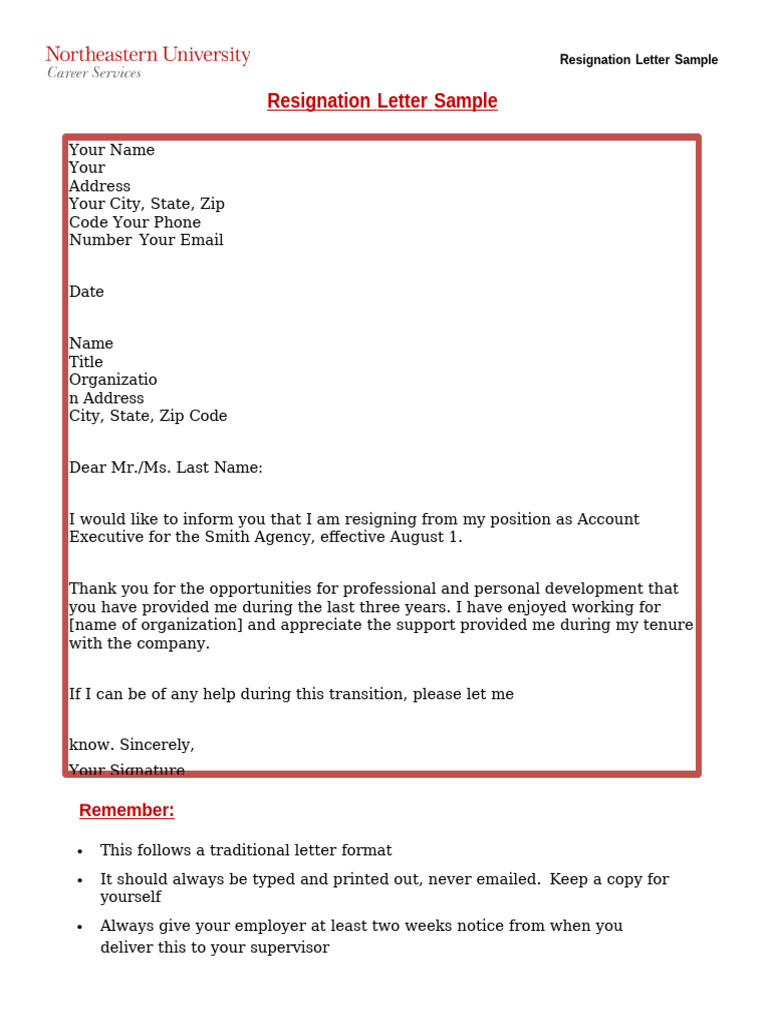 Resignation Letter Sample | PDF