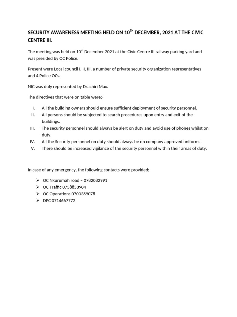 Security Awareness Meeting Summary 2021 | PDF
