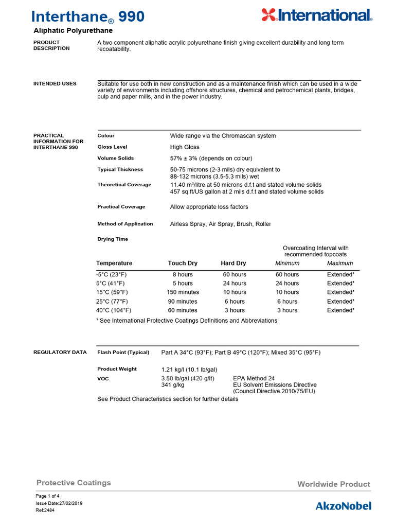 Interthane® 990 Tds Eng | PDF | Paint | Volatile Organic Compound