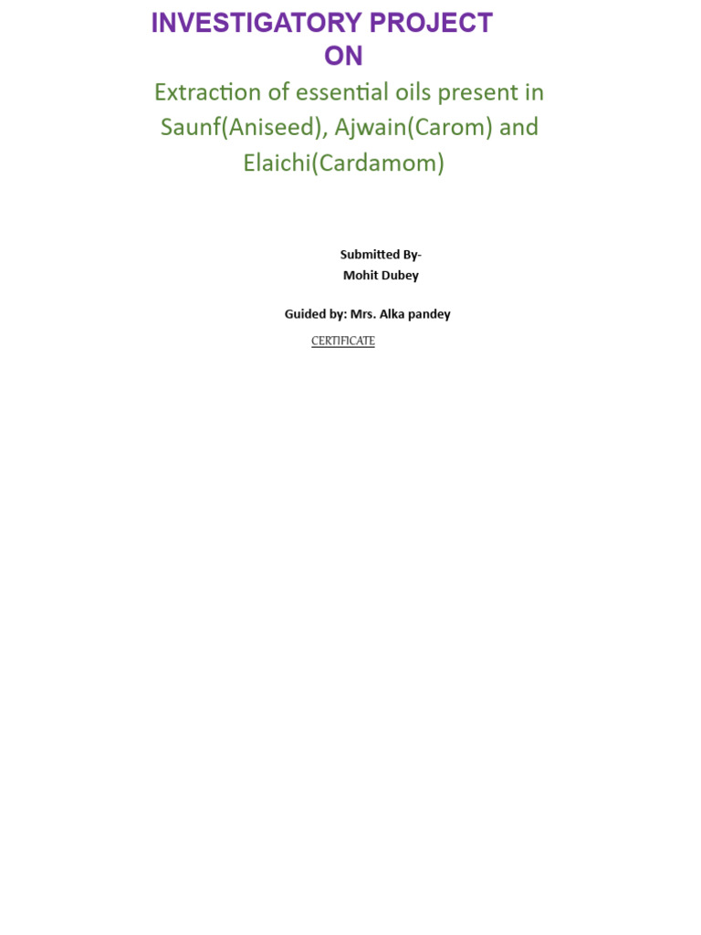Essential Oil Extraction from Spices | PDF | Essential Oil | Distillation