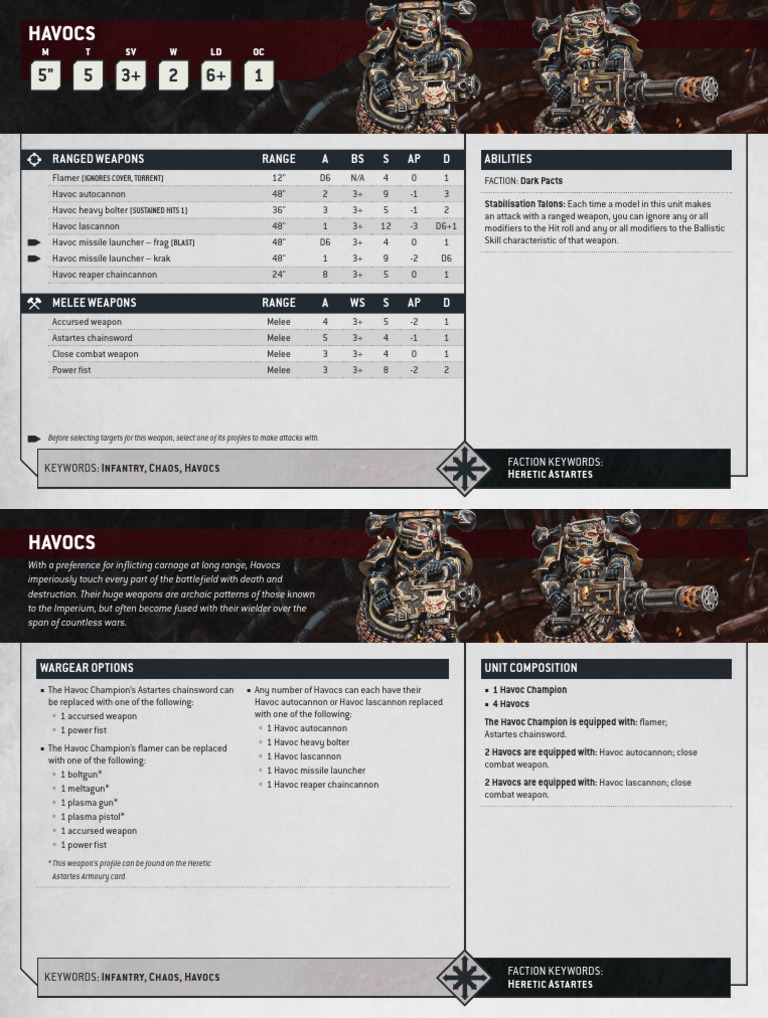 Havocs Unit Overview: Weapons & Abilities | PDF | Warfare | Missile