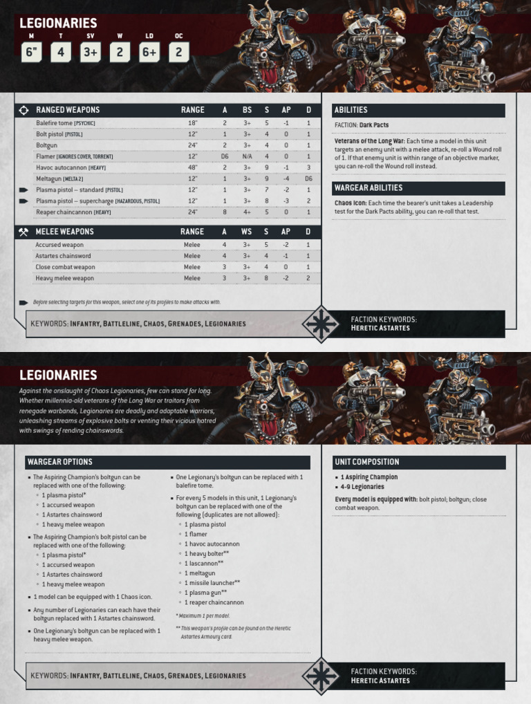 Chaos Legionaries Unit Overview | PDF | Military | Military Technology