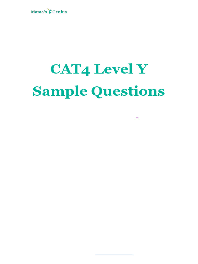 Cat4 Level y Sample Test PDF | PDF | Reason | Nonverbal Communication