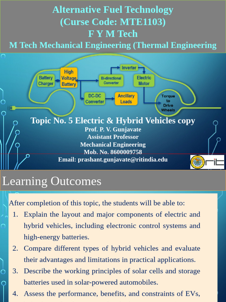 Topic No. 5 Electric & Hybrid Vehicles | PDF | Electric Power ...