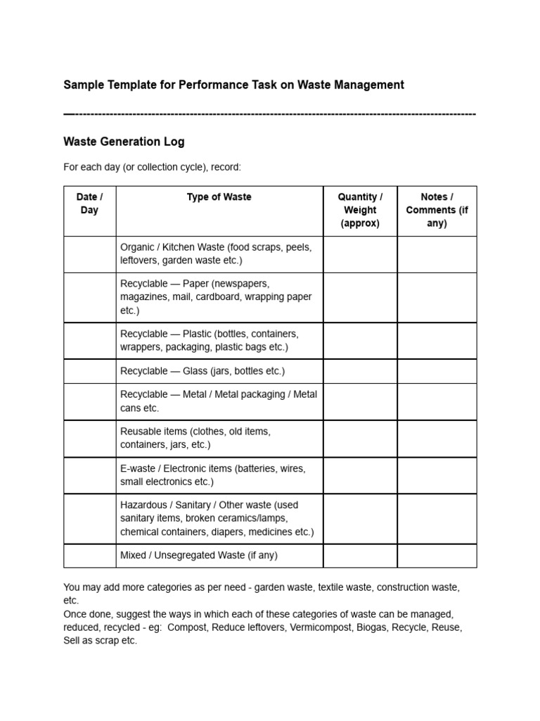 Sample Template for Performance Task | PDF