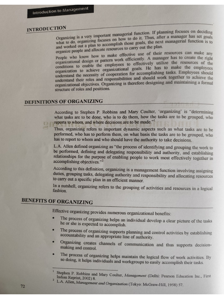 Chapter 7 Fundamental of Organising | PDF