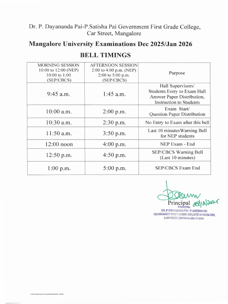 Exam - Bell Timings | PDF