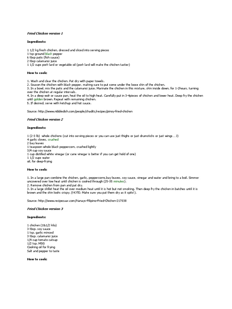 Fried Chicken Version 1 | PDF | Garlic | Foods