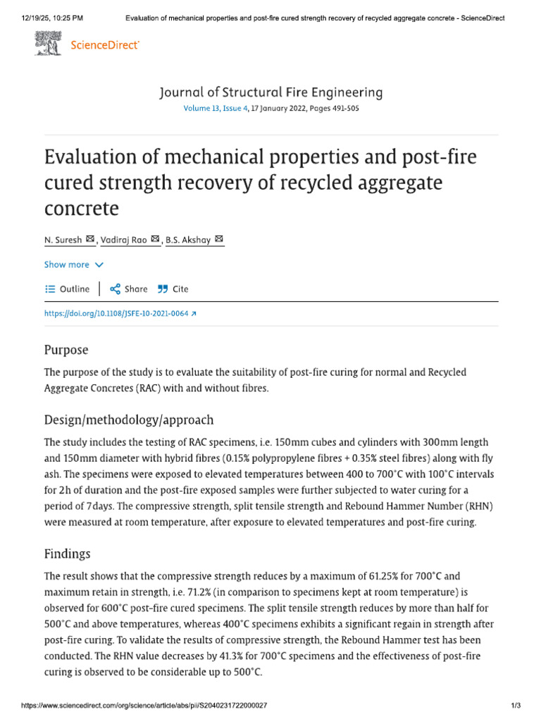 Evaluation of Mechanical Properties and Post-Fire Cured Strength ...