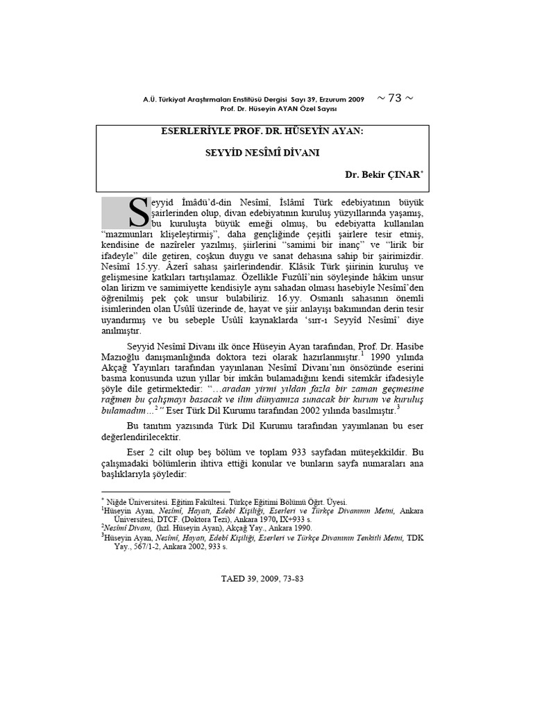 Eserleriyle Prof Dr Huseyin Ayan Seyyid | PDF